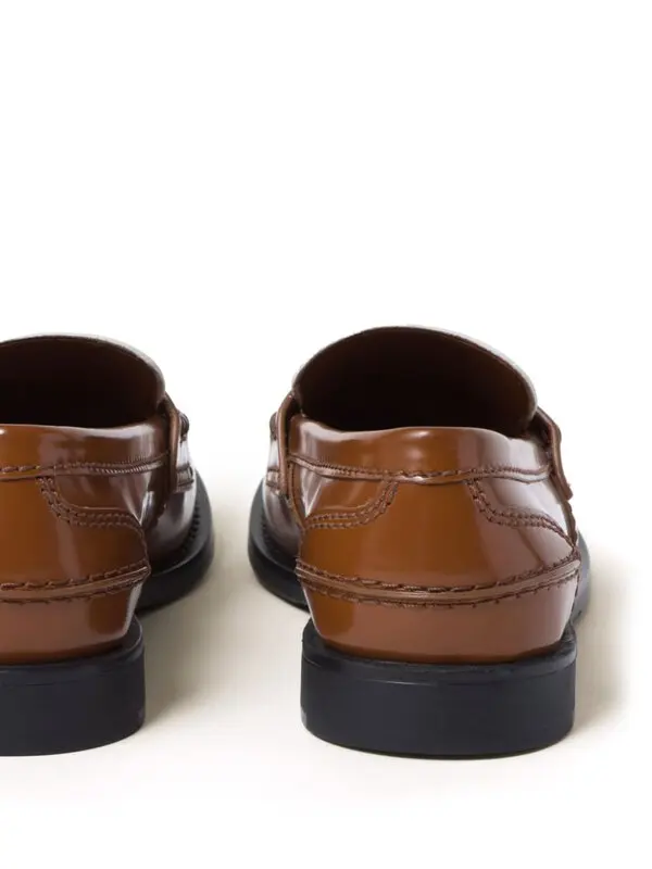 Miu Miu Leather Penny Loafers - Brown