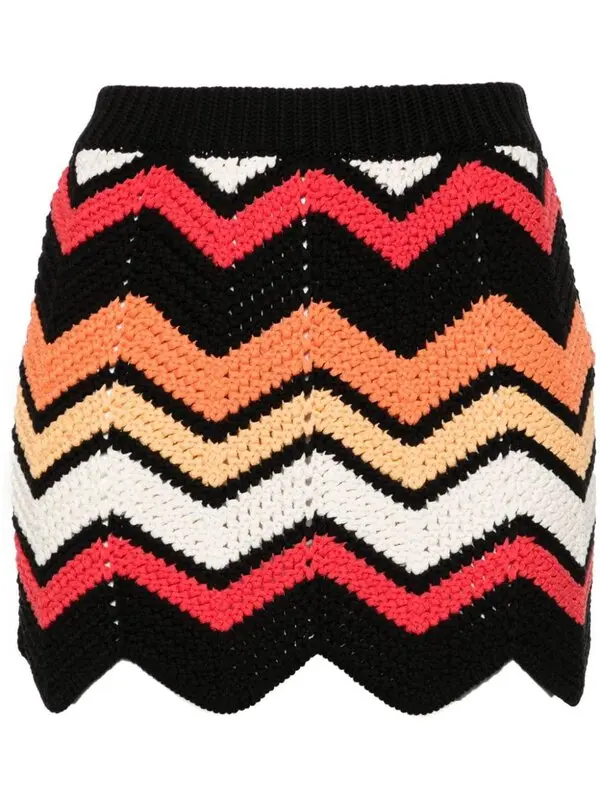 Alanui Chevron-knit Miniskirt - Black
