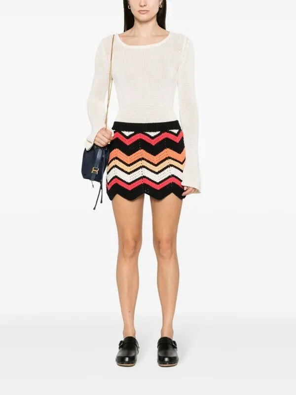 Alanui Chevron-knit Miniskirt - Black