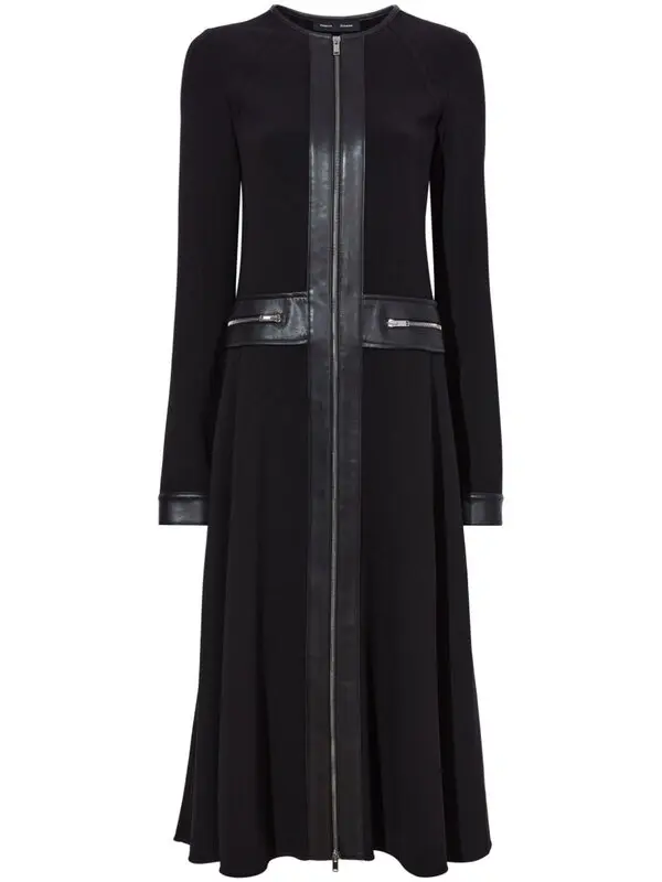 Proenza Schouler Faux-leather Trim Midi Dress - Black
