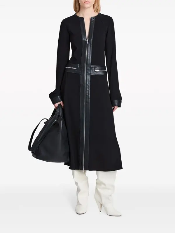 Proenza Schouler Faux-leather Trim Midi Dress - Black