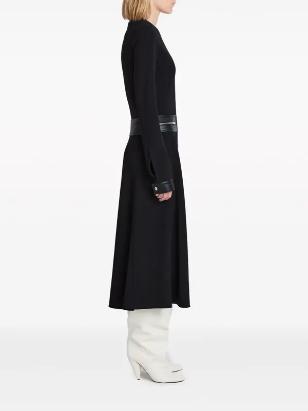 Proenza Schouler Faux-leather Trim Midi Dress - Black