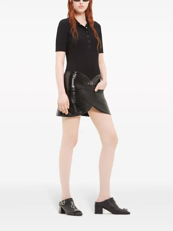 COURREGES Ac Ribbed-knit Polo Shirt - Black