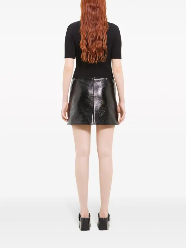 COURREGES Ac Ribbed-knit Polo Shirt - Black