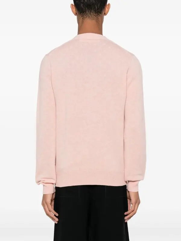 Play Comme Des Garcon Logo-appliqué Wool Cardigan - Pink