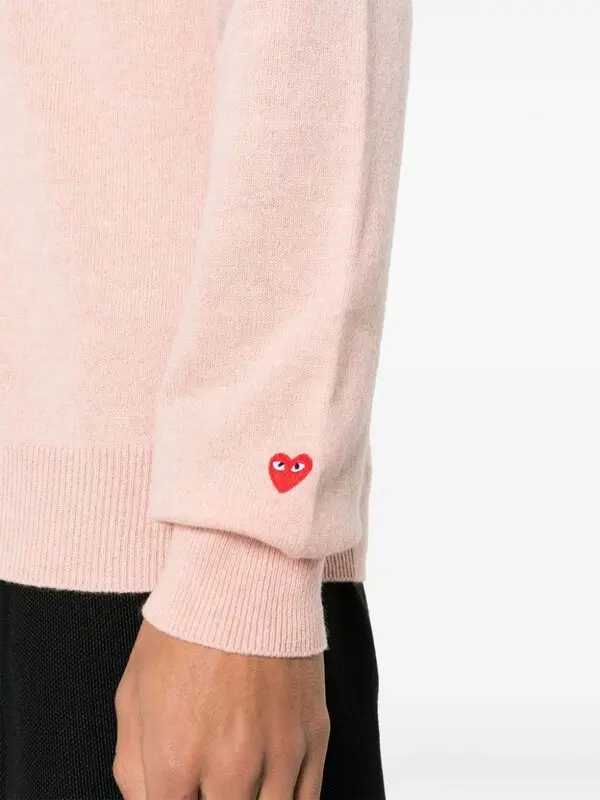 Play Comme Des Garcon Logo-appliqué Wool Cardigan - Pink