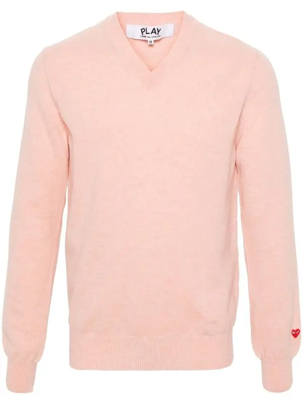 Play Comme Des Garcon Logo-appliqué Wool Jumper - Pink