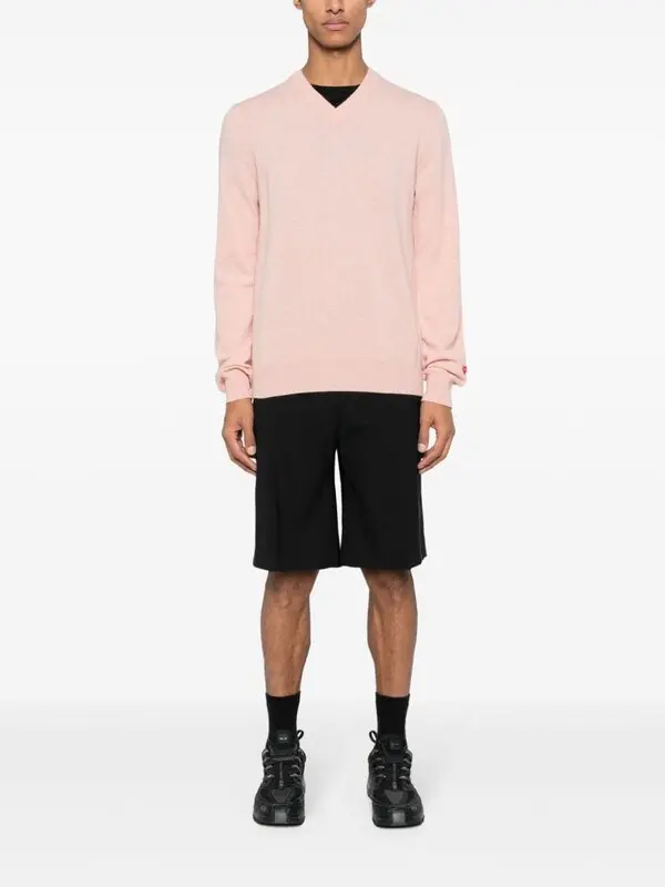 Play Comme Des Garcon Logo-appliqué Wool Jumper - Pink