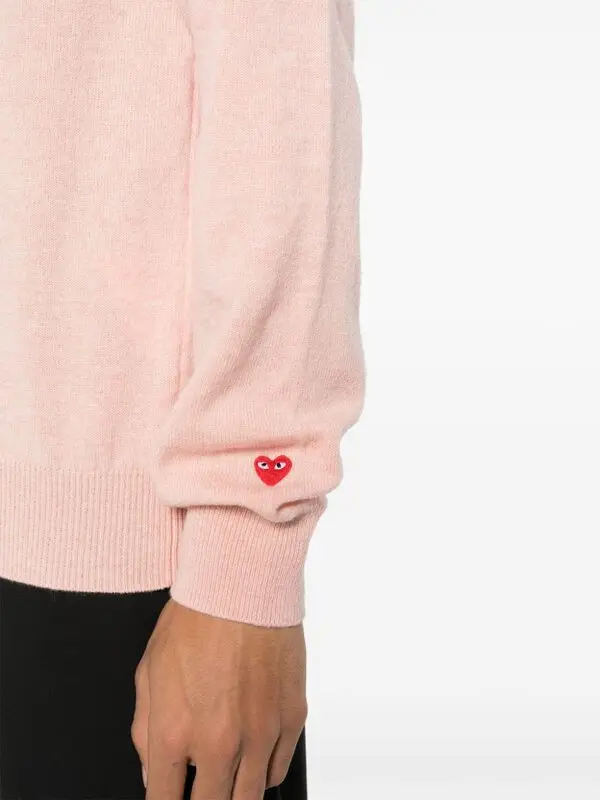 Play Comme Des Garcon Logo-appliqué Wool Jumper - Pink