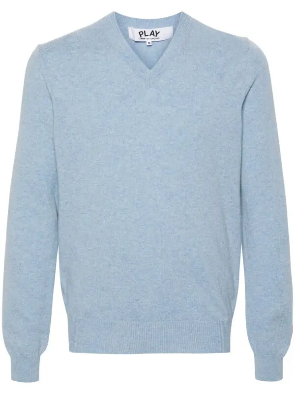 Play Comme Des Garcon Logo-appliqué Wool Jumper - Blue