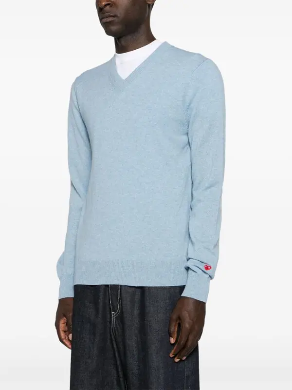 Play Comme Des Garcon Logo-appliqué Wool Jumper - Blue