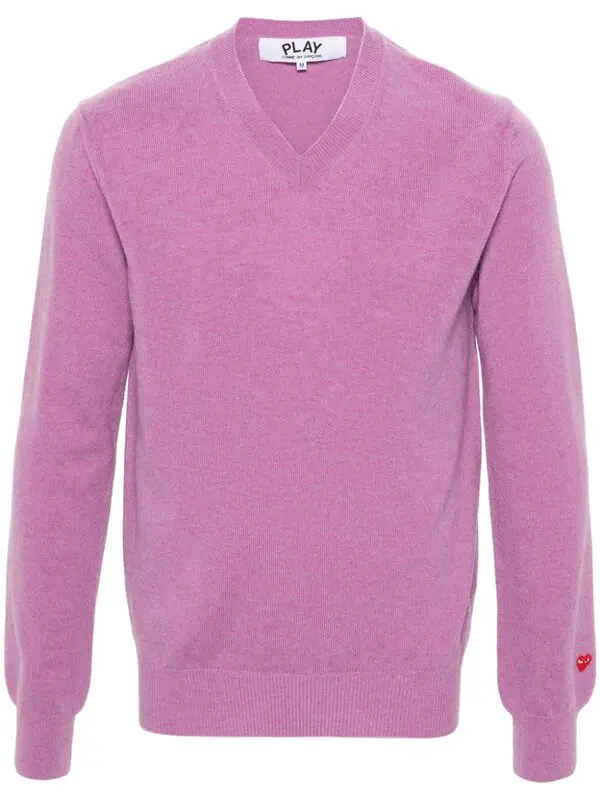 Play Comme Des Garcon Logo-appliqué Wool Jumper - Purple