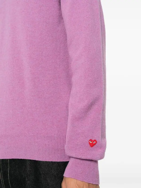 Play Comme Des Garcon Logo-appliqué Wool Jumper - Purple