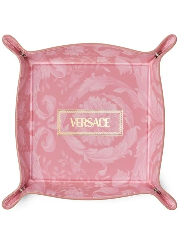 Versace Barocco-print Leather Tray