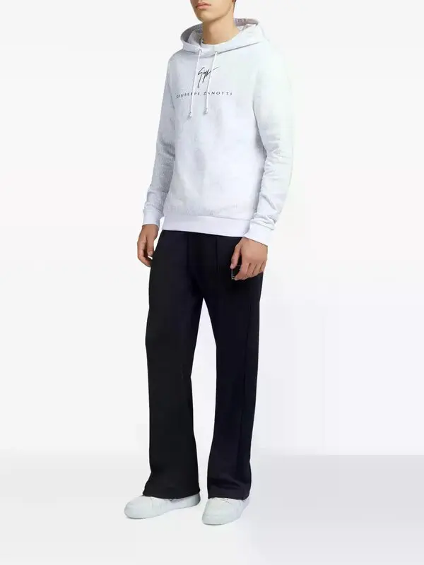 GIUSEPPE ZANOTTI Optical Logo Print Cotton Hoodie - White