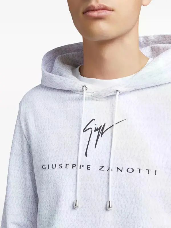 GIUSEPPE ZANOTTI Optical Logo Print Cotton Hoodie
