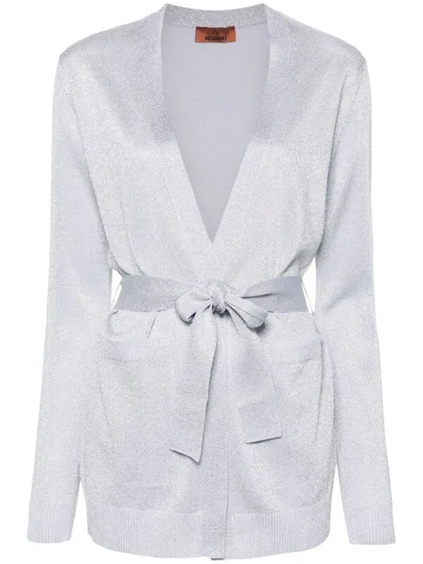 Missoni Metallic-threading Belted Cardigan - Silver