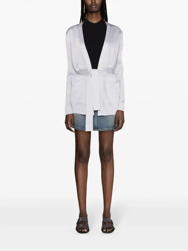 Missoni Metallic-threading Belted Cardigan - Silver