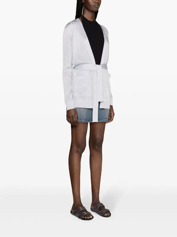 Missoni Metallic-threading Belted Cardigan - Silver