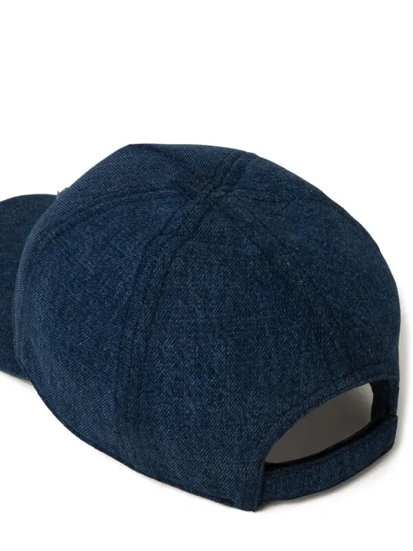 Miu Miu Logo-embroidered Denim Cap - Blue