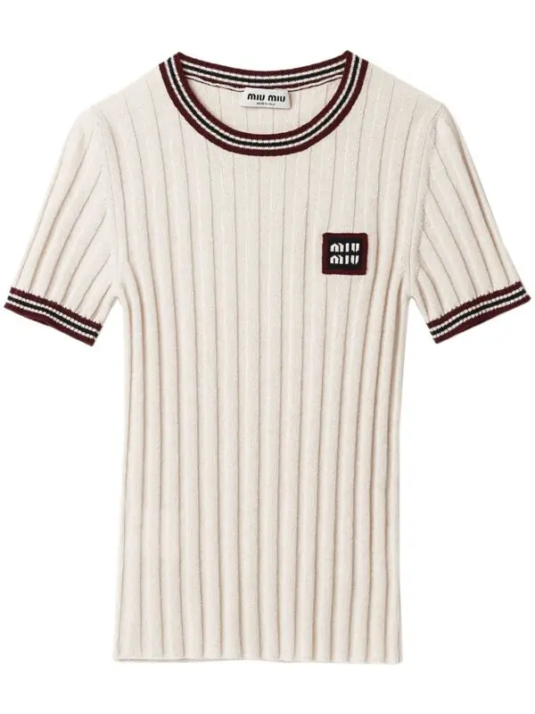 Miu Miu Logo-appliqué Cashmere Top