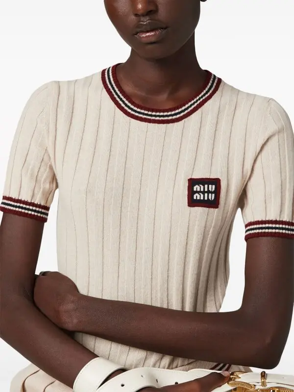 Miu Miu Logo-appliqué Cashmere Top