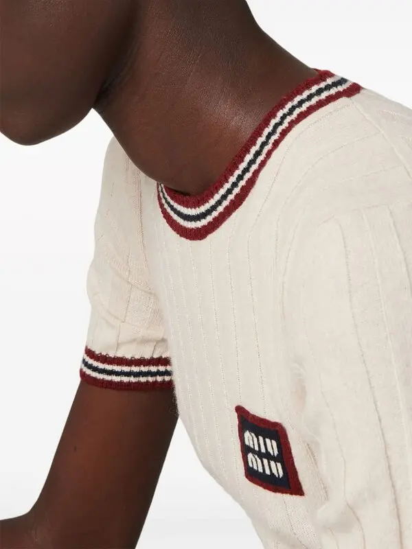 Miu Miu Logo-appliqué Cashmere Top