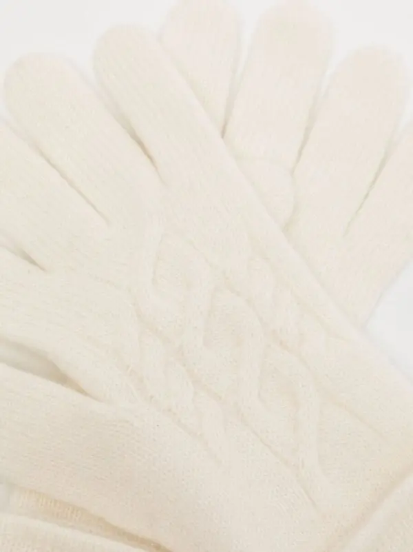N.peal Cable-knit Cashmere Gloves - White
