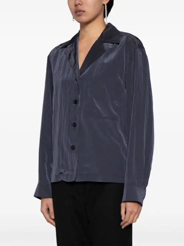 LOW CLASSIC Camp-collar Crinkled Shirt