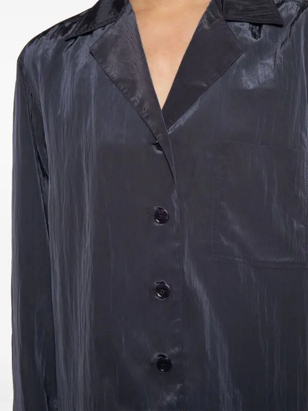 LOW CLASSIC Camp-collar Crinkled Shirt