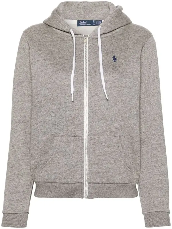 Polo Ralph Lauren Pony-embroidered Zip-up Hoodie - Grey