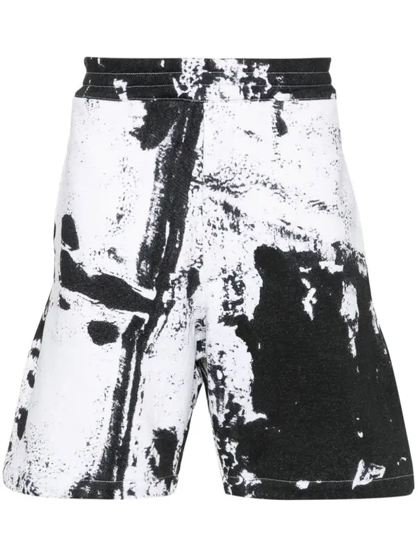 Alexander McQueen Paint-splatter Cotton Shorts - White