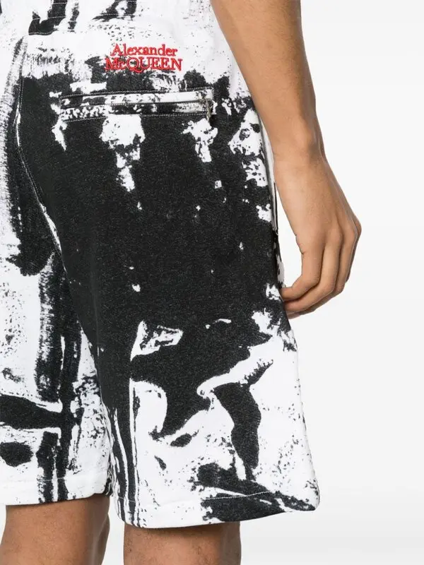 Alexander McQueen Paint-splatter Cotton Shorts - White