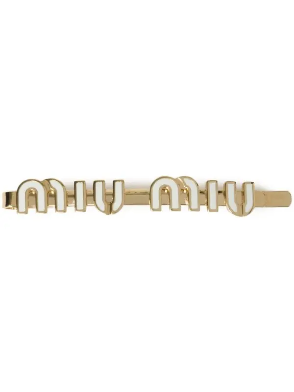 Miu Miu Logo Hair Clip - Gold