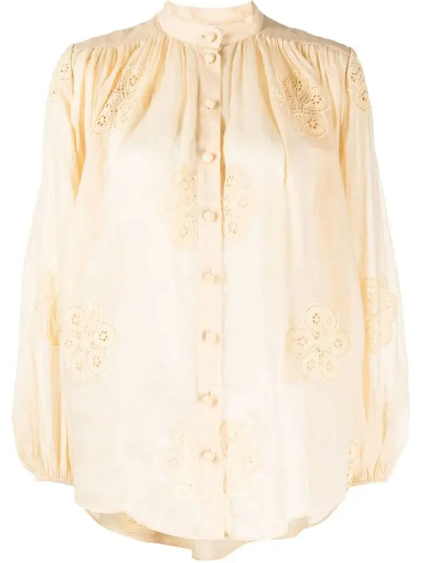 Zimmermann Acadian Floral Embroidered Blouse - Yellow