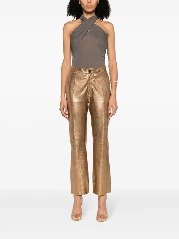 FORTE_FORTE High-waist Tapered-leg Leather Trousers