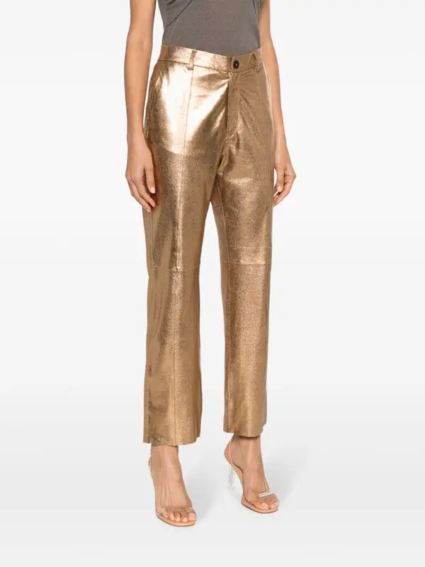 FORTE_FORTE High-waist Tapered-leg Leather Trousers