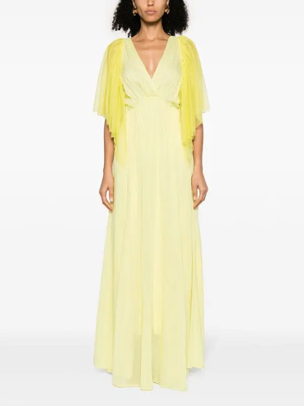 FORTE_FORTE Tulle-layered Pleated Maxi Dress
