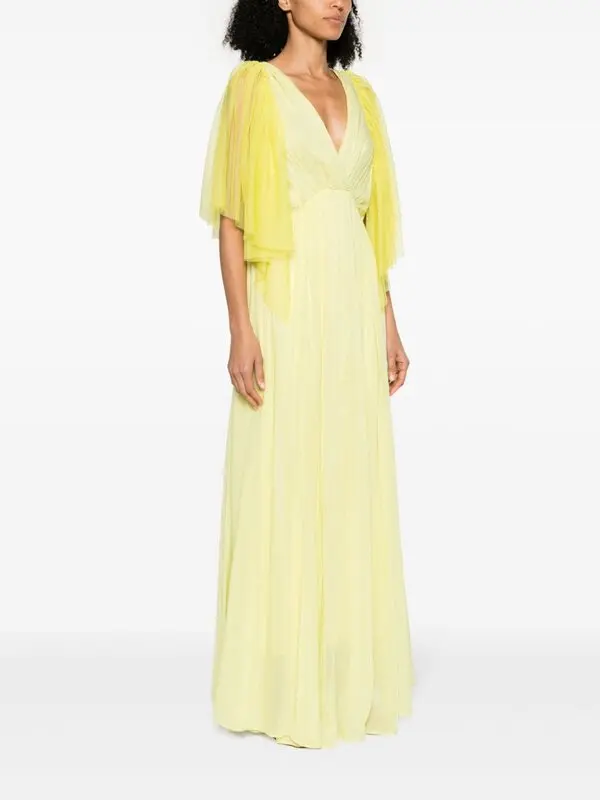 FORTE_FORTE Tulle-layered Pleated Maxi Dress