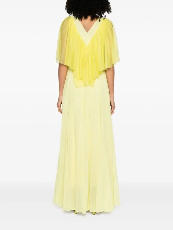 FORTE_FORTE Tulle-layered Pleated Maxi Dress