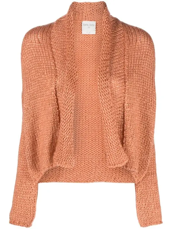 FORTE_FORTE Cropped Open-front Cardigan - Orange
