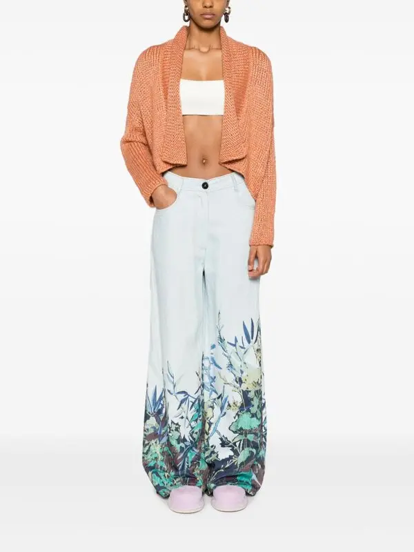 FORTE_FORTE Cropped Open-front Cardigan - Orange