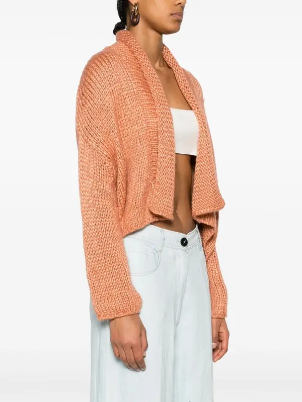 FORTE_FORTE Cropped Open-front Cardigan - Orange