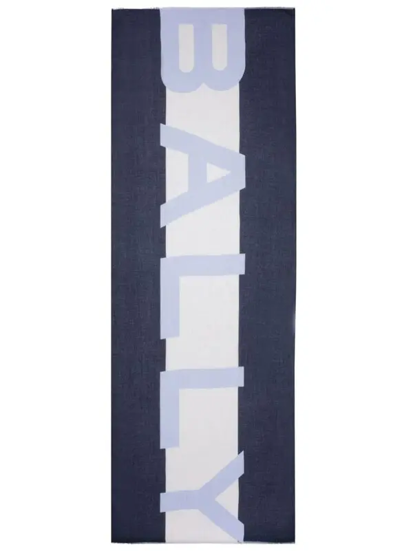 Bally Logo-intarsia Frayed Scarf - Blue