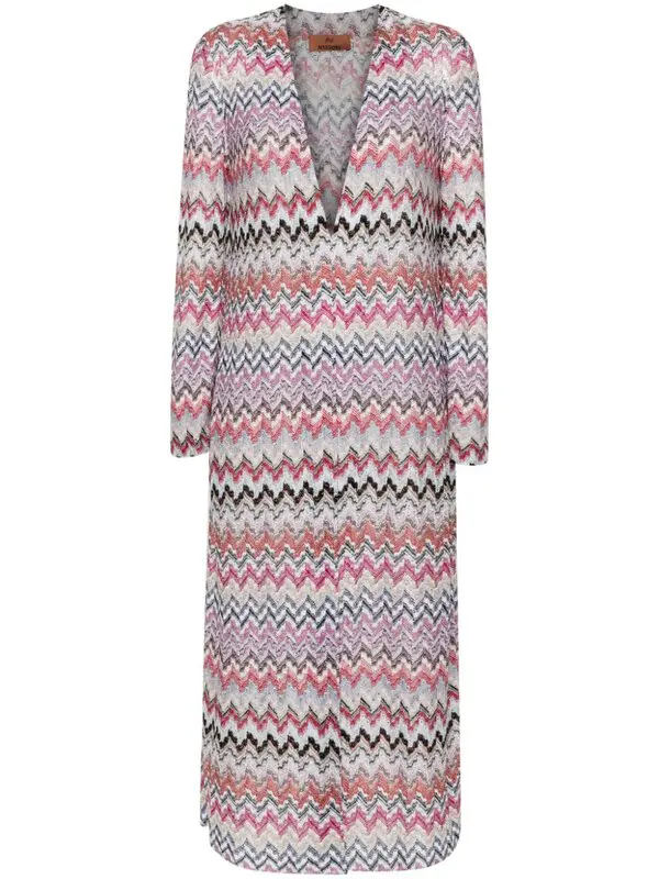 Missoni Open-front Chevron Long-length Cardigan - Pink