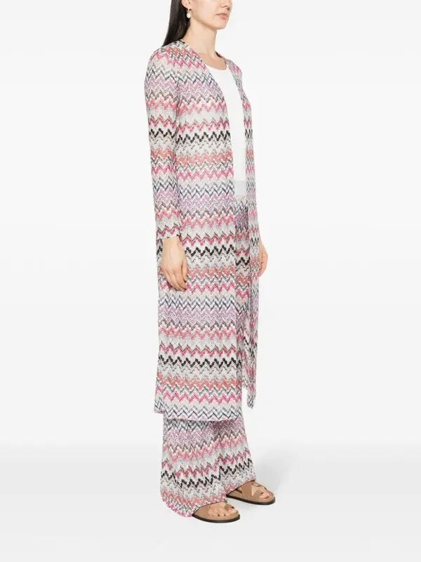 Missoni Open-front Chevron Long-length Cardigan - Pink