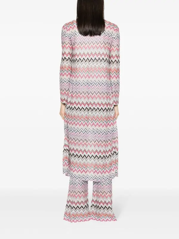 Missoni Open-front Chevron Long-length Cardigan - Pink
