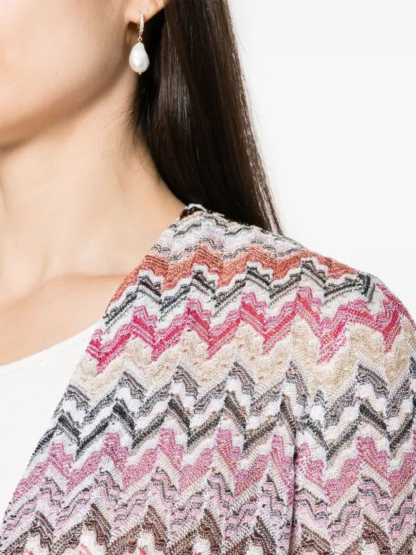 Missoni Open-front Chevron Long-length Cardigan - Pink