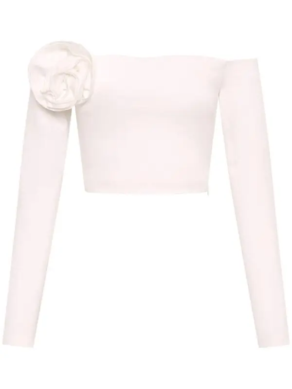 NICHOLAS Elaina Floral-rosette Off-shoulder Top
