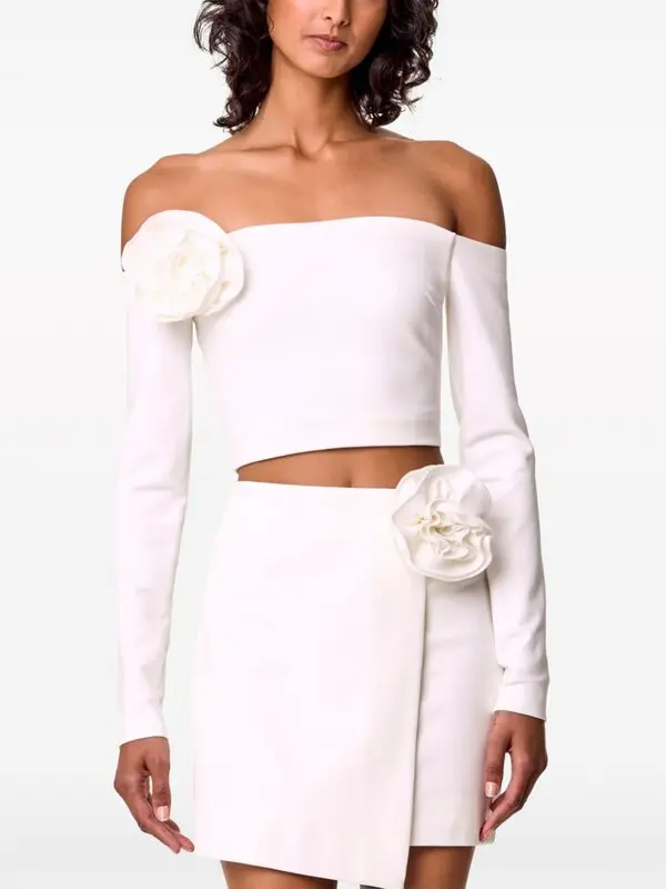 NICHOLAS Elaina Floral-rosette Off-shoulder Top